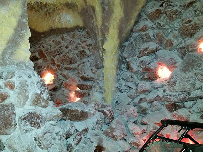 Crystalline formations on the cave walls sparkle like nature's own chandelier, only better for your respiratory system.