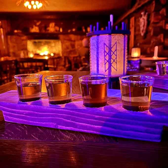 Four glasses of liquid gold lined up like a history lesson you'll actually want to attend.