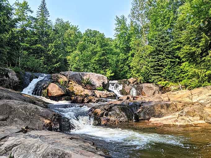 Multiple cascades create a symphony of rushing water that's better than any white noise machine.