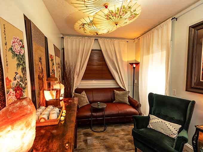 This cozy lounge proves that relaxation starts the moment you walk through the door, not just during treatment.