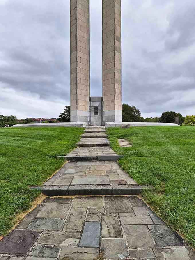 Twin towers rise from manicured lawns like sentinels guarding stories of innovation and American ingenuity.