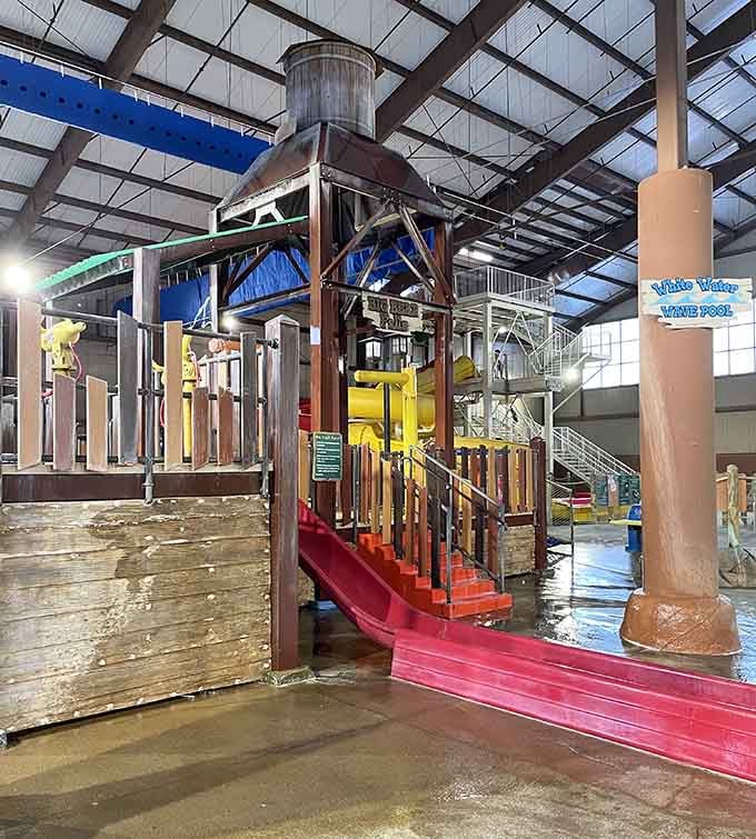 The rustic water tower centerpiece adds old-fashioned charm to modern splashing—like a barn dance meets beach party.