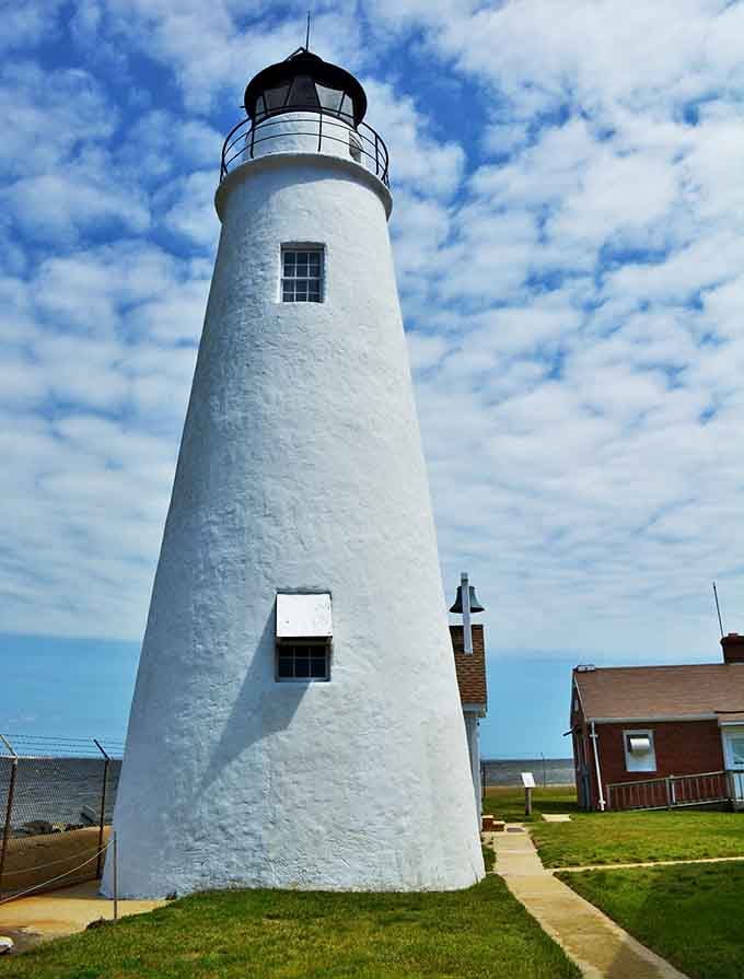 Looking up at this pristine white cone feels like standing at the base of a giant vanilla ice cream.