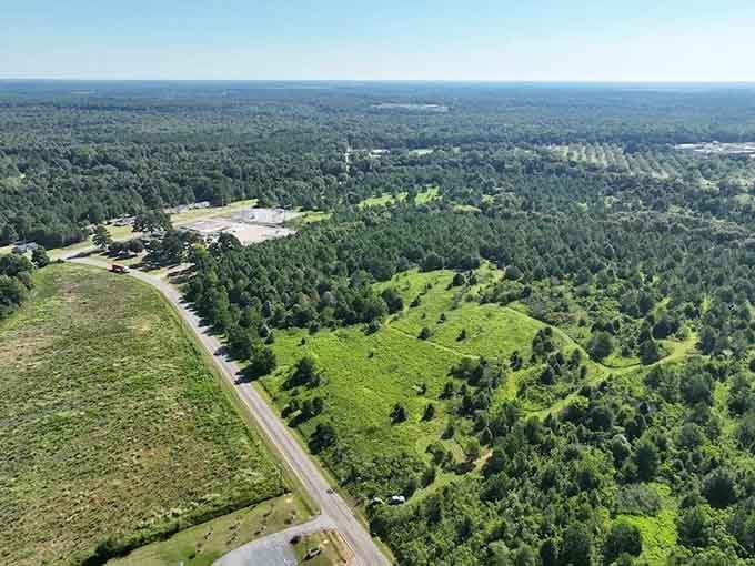 Farmland stretches endlessly beneath big skies where the horizon seems to go on forever and ever.