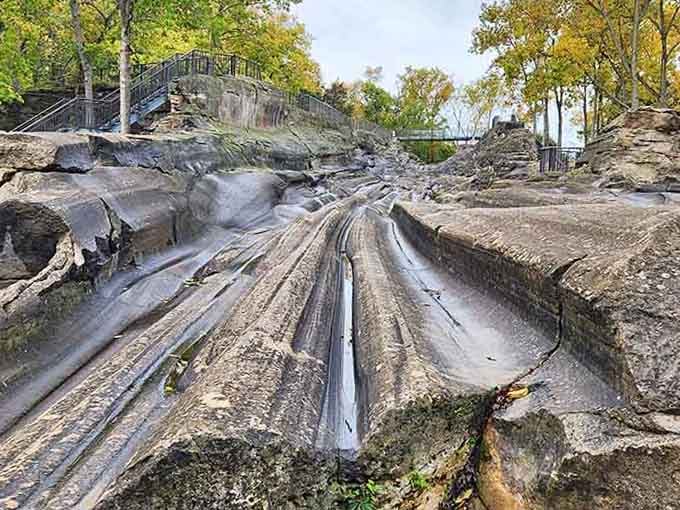 When glaciers the size of mountains dragged across here, they left their calling card in stone.