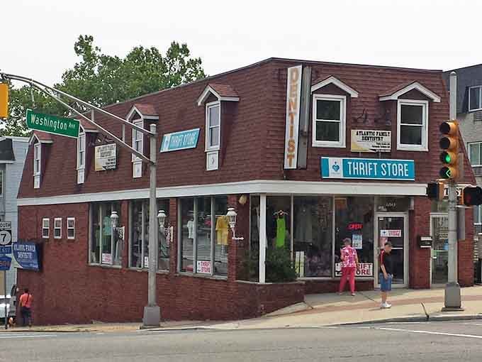 This charming brick corner building proves that great thrift stores come in architecturally interesting packages with character to spare.