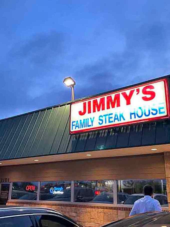 That simple sign against the evening sky promises honest, family-style cooking where everyone leaves happy and wonderfully full inside.