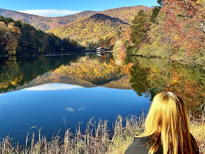 Fall colors reflected in glass-smooth water create a mirror image that'll make your camera very happy.