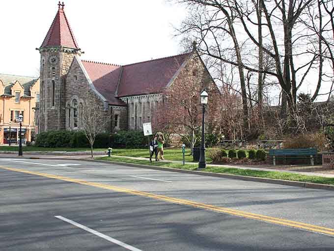 Stone church architecture meets tree-lined streets in Madison, where Sunday mornings probably look like a Norman Rockwell painting.