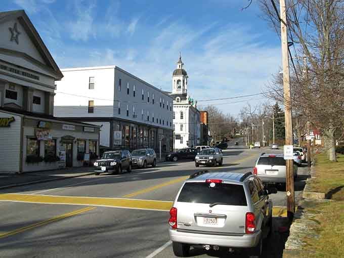 That elegant tower rises above the street like something from a Norman Rockwell painting come to life.