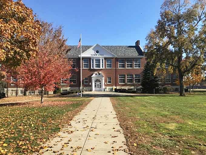 Old Saybrook's town hall sits framed by autumn colors that would make any landscape painter weep with joy.