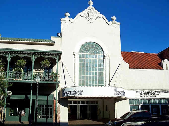That stunning white facade and ornate details make this theater look like a wedding cake for the arts.