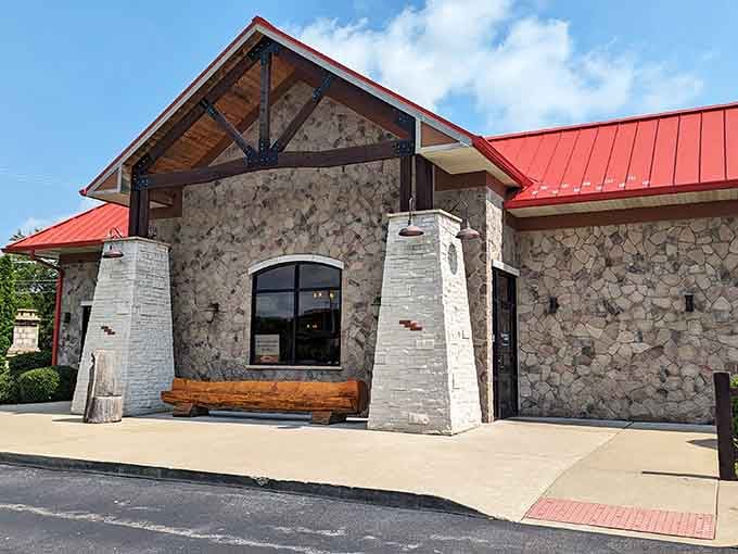 Stone and timber architecture that looks like it could withstand anything Mother Nature throws its way.