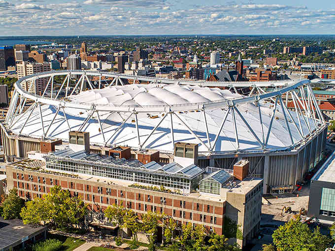 That distinctive dome rises above Syracuse's skyline like a beacon, hosting events that bring the whole community together under one roof.