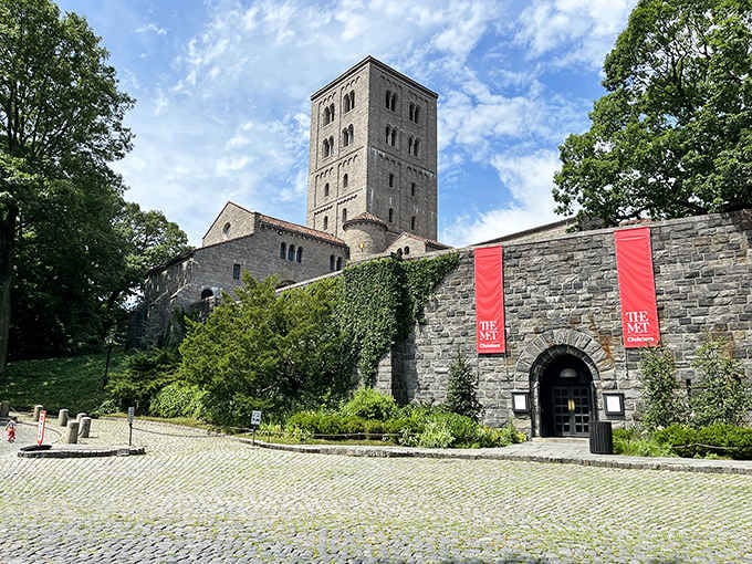 Medieval monks would feel right at home in these stone cloisters, minus the subway rumble below.