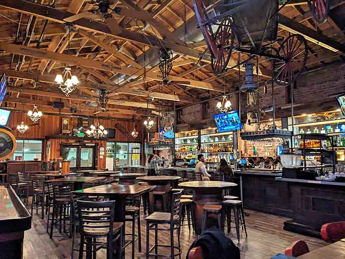 Those wagon wheels and rustic wood fencing transport you straight to the Old West without the saddle sores.