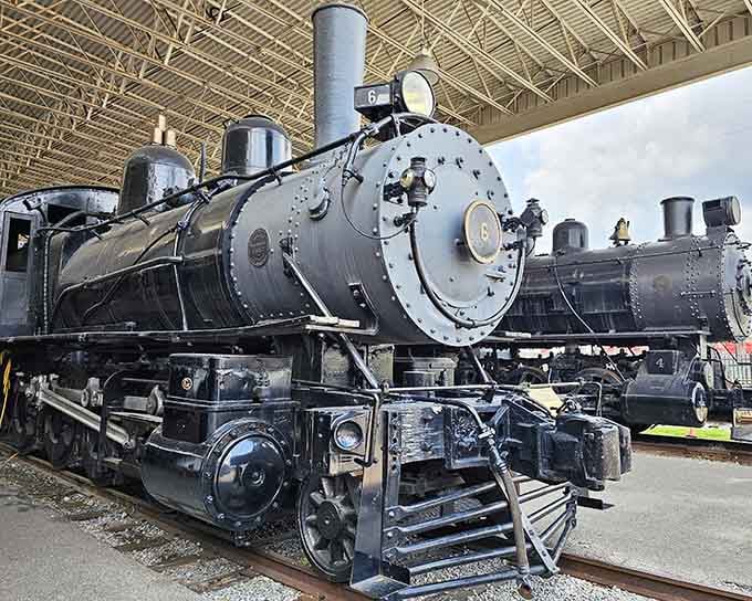 Standing beneath this black steam locomotive feels like meeting King Kong's mechanical cousin, all power and presence under one roof.