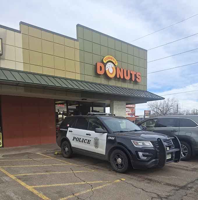 Even the police cruiser knows where to find the best donuts&mdash;talk about protecting and serving the community right!