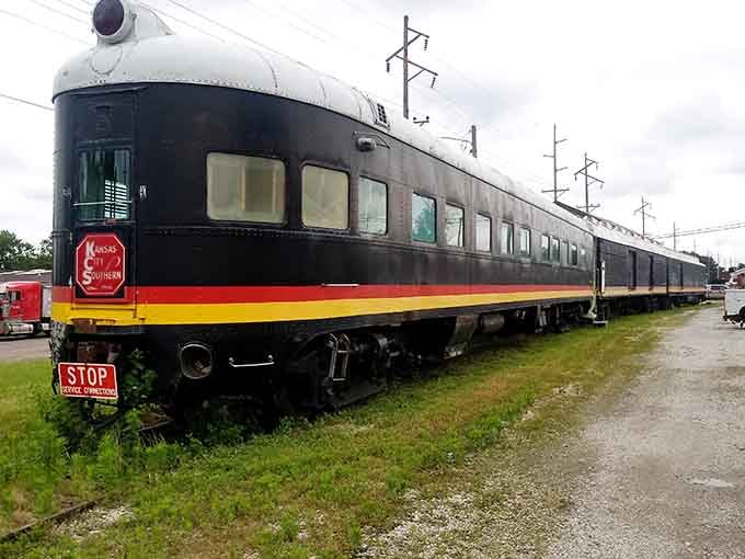 That sleek streamlined design with the yellow stripe screams classic American rail travel from a more elegant era.