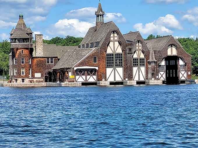 Tudor charm meets waterfront elegance at this gorgeous yacht house sitting pretty on the St. Lawrence River.