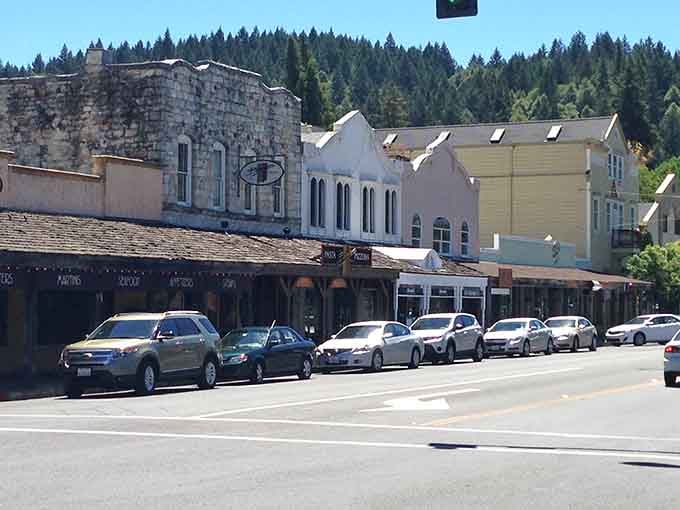Stone buildings and vintage storefronts line this street where history isn't just preserved; it's still actively lived every single day.