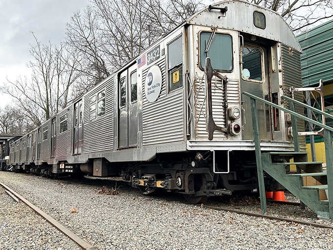 The silver exterior of this vintage passenger car tells stories of countless journeys and happy travelers over the years.