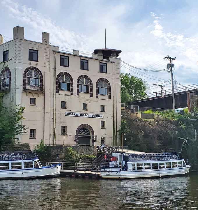 The boats docked below seem almost too cheerful for this brooding structure that's seen more than its share of river history.