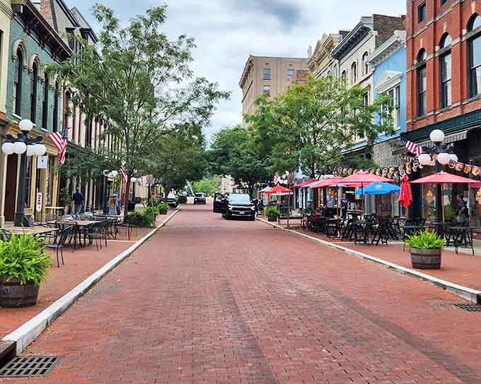 Brick streets and leafy canopies create a European vibe without the jet lag or passport hassles.