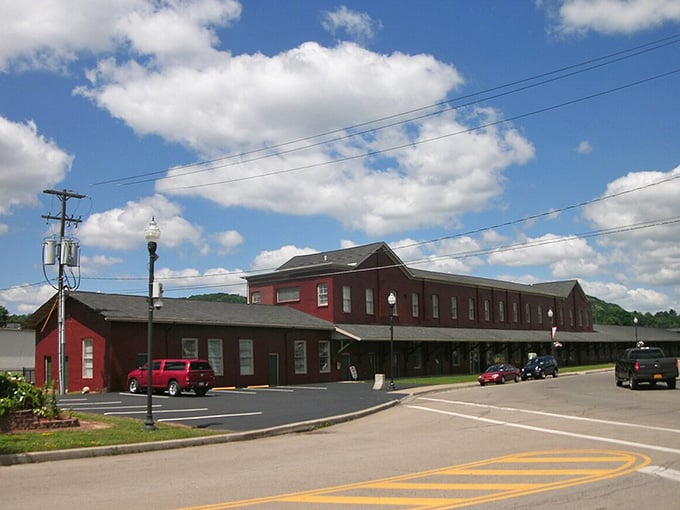 This classic train depot building stretches long and low, a reminder of when rail travel connected every town to the wider world.