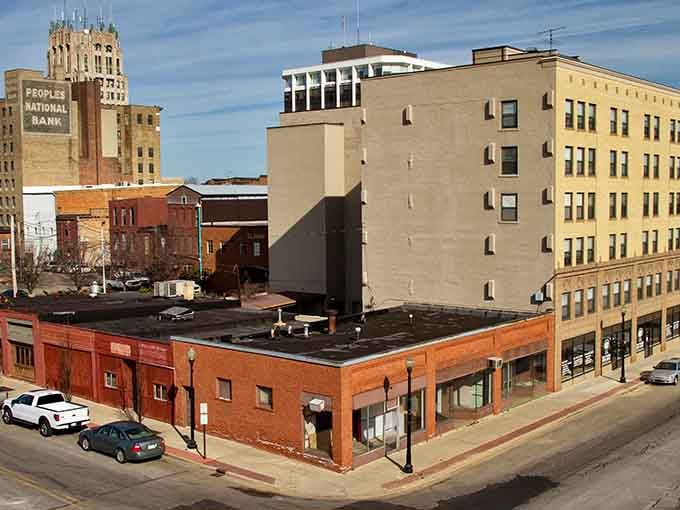 Rooftops building create an urban landscape that's authentically Midwestern, no pretense required or desired here.