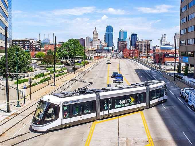 That sleek streetcar glides through downtown like the city finally got its act together on public transportation.