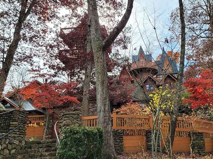 Autumn colors frame these whimsical towers like nature's own postcard from the most unexpected corner of the Midwest.