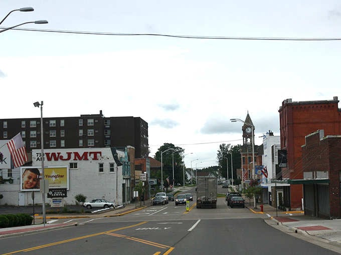 That iconic clock tower marks a downtown where modern buildings blend respectfully with century-old brick beauties.