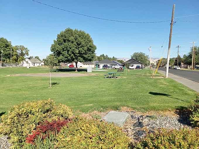 That peaceful park with its shade tree looks like the perfect spot for afternoon reading without spending a dime.