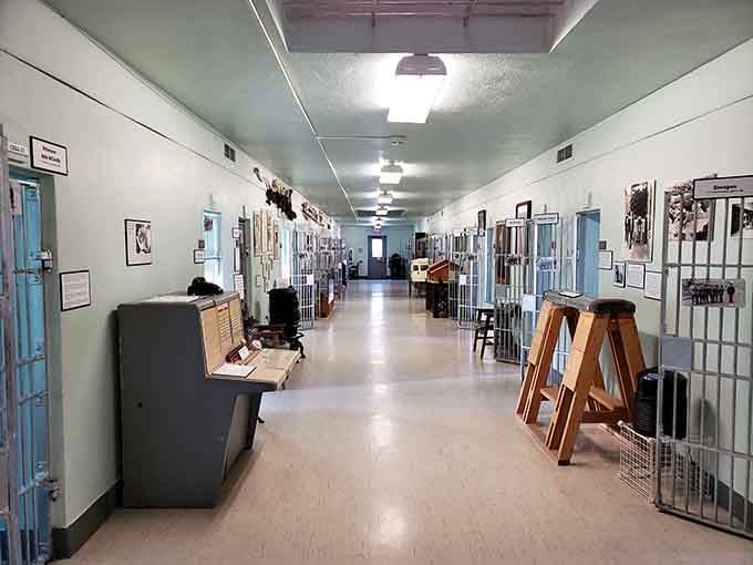 Long corridors lined with cell bars stretch endlessly, echoing with stories from Colorado's correctional history.