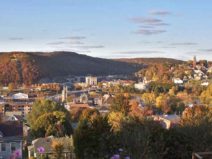 From above, rolling hills stretch into the distance, their seasonal colors adding depth to a landscape that has remained wonderfully unchanged for generations.