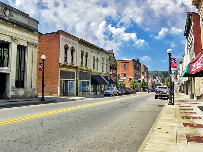 Wide streets and colorful storefronts create a Main Street America vibe that Norman Rockwell would've loved painting.