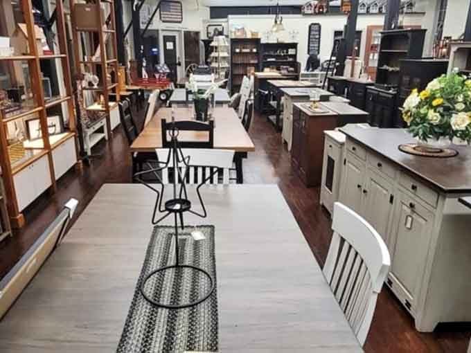 Clean, organized aisles showcase curated vintage finds, proving that antique shopping can be both stylish and wonderfully accessible today.