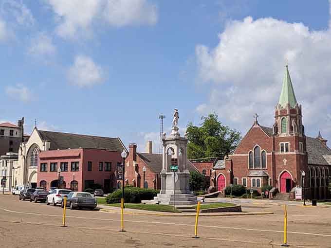 The historic monument stands proud in the square, surrounded by architecture that tells stories of generations past.