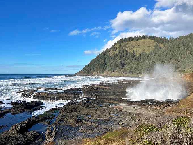 When waves explode into mist against volcanic rock, it's the Pacific's daily fireworks show without the noise ordinance.