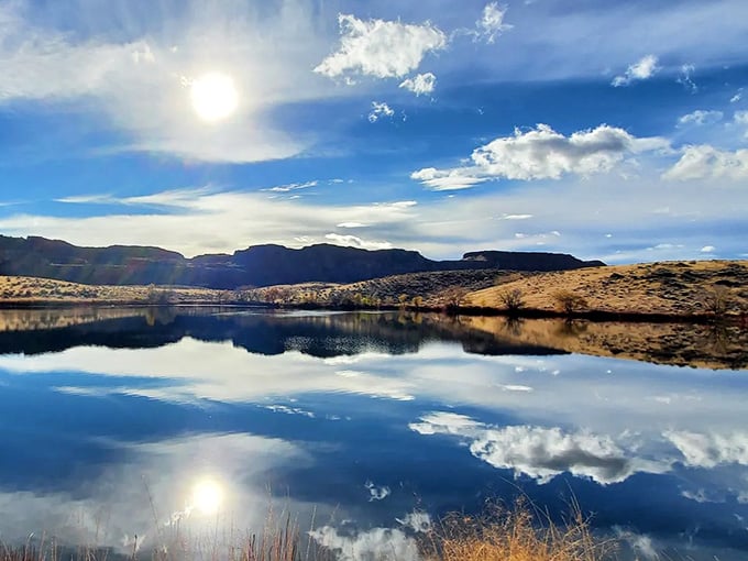 When the sky decides to show off its reflection game, Ancient Lakes becomes nature's most impressive mirror.