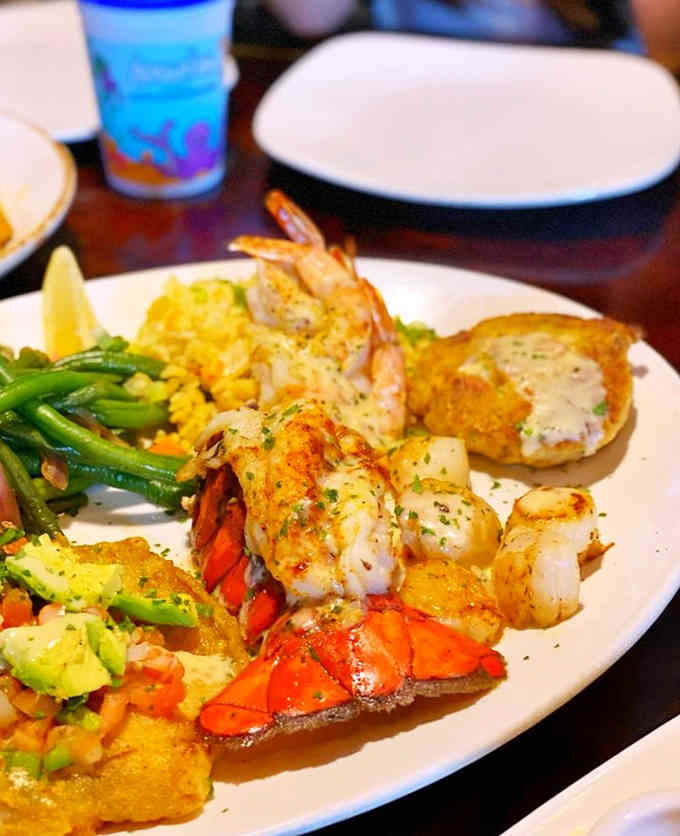 Lobster tail paired with rice and green beans proves surf-and-turf dreams do come true in Colorado.
