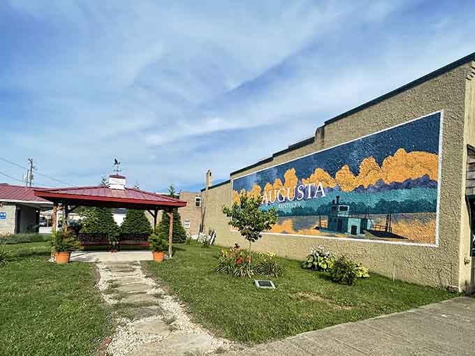 Even the town pavilion comes with a river view, because Augusta doesn't do anything halfway around here.