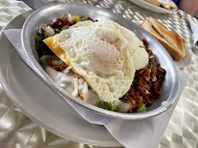 When your breakfast comes in a skillet, you know someone's taking your hunger seriously and personally.