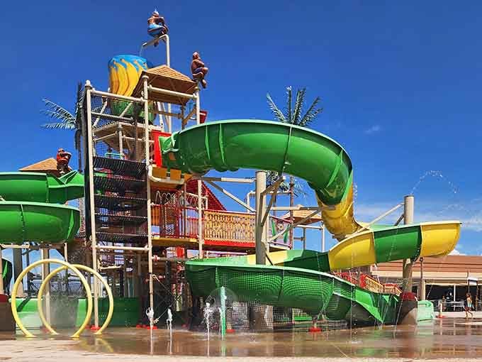 Those twisting slides promise the kind of adrenaline rush that makes you forget you're in the high desert.
