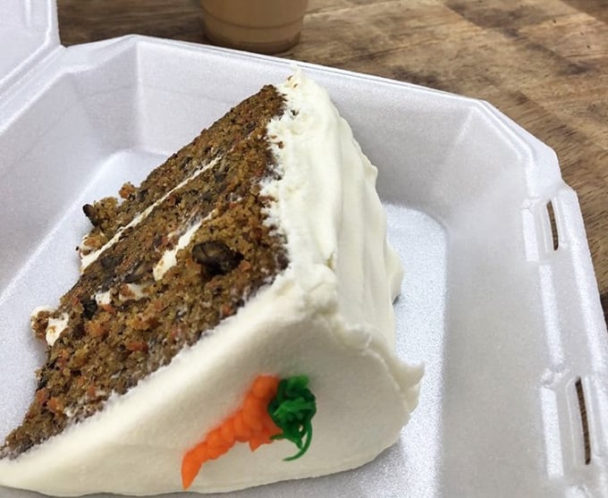 That cream cheese frosting and tiny carrot decoration signal serious business in the cake department, friends.