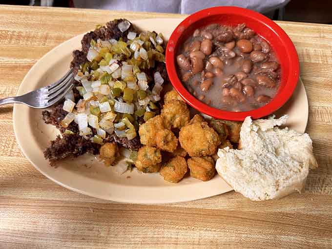 This plate of Southern comfort looks like someone's grandmother got really serious about making sure you don't leave hungry.