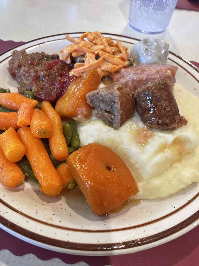 When your plate looks like a greatest hits album of Pennsylvania Dutch cooking, you know you're doing buffets right.