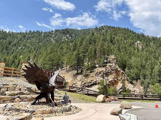Mountain trails and majestic eagle sculptures remind you there's more here than just slot machines.