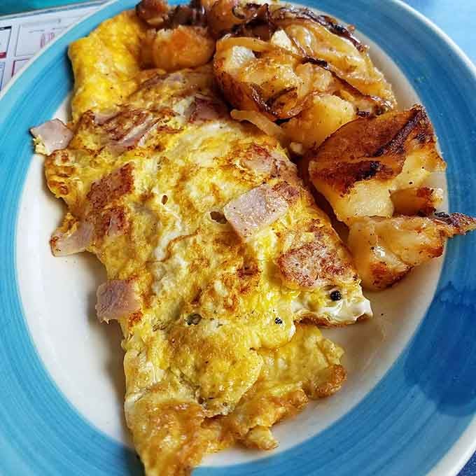 That omelet achieved the perfect golden-brown finish that separates the professionals from the amateurs in the breakfast game.